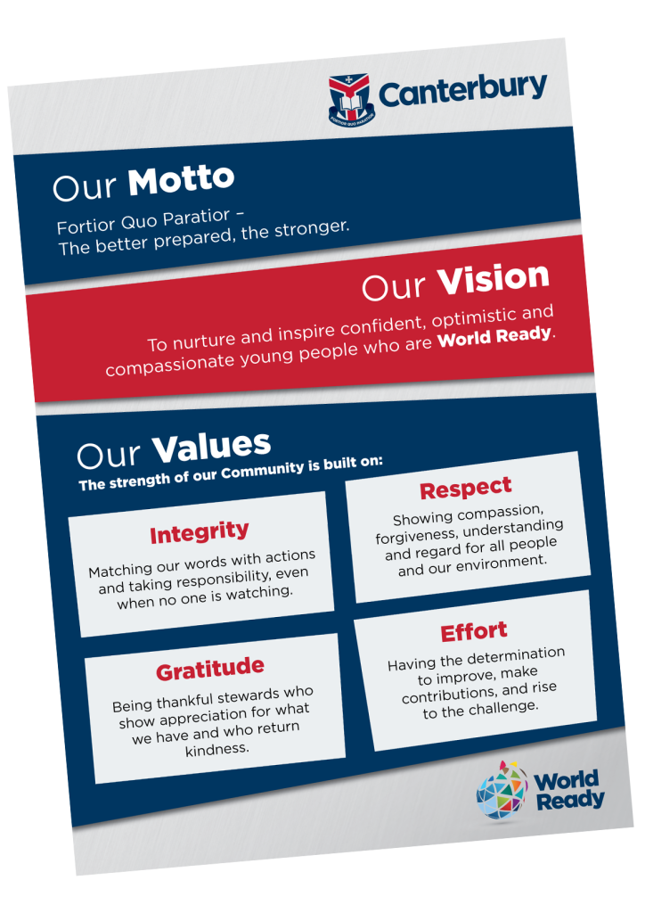 Our Motto, Vision & Values - Canterbury College