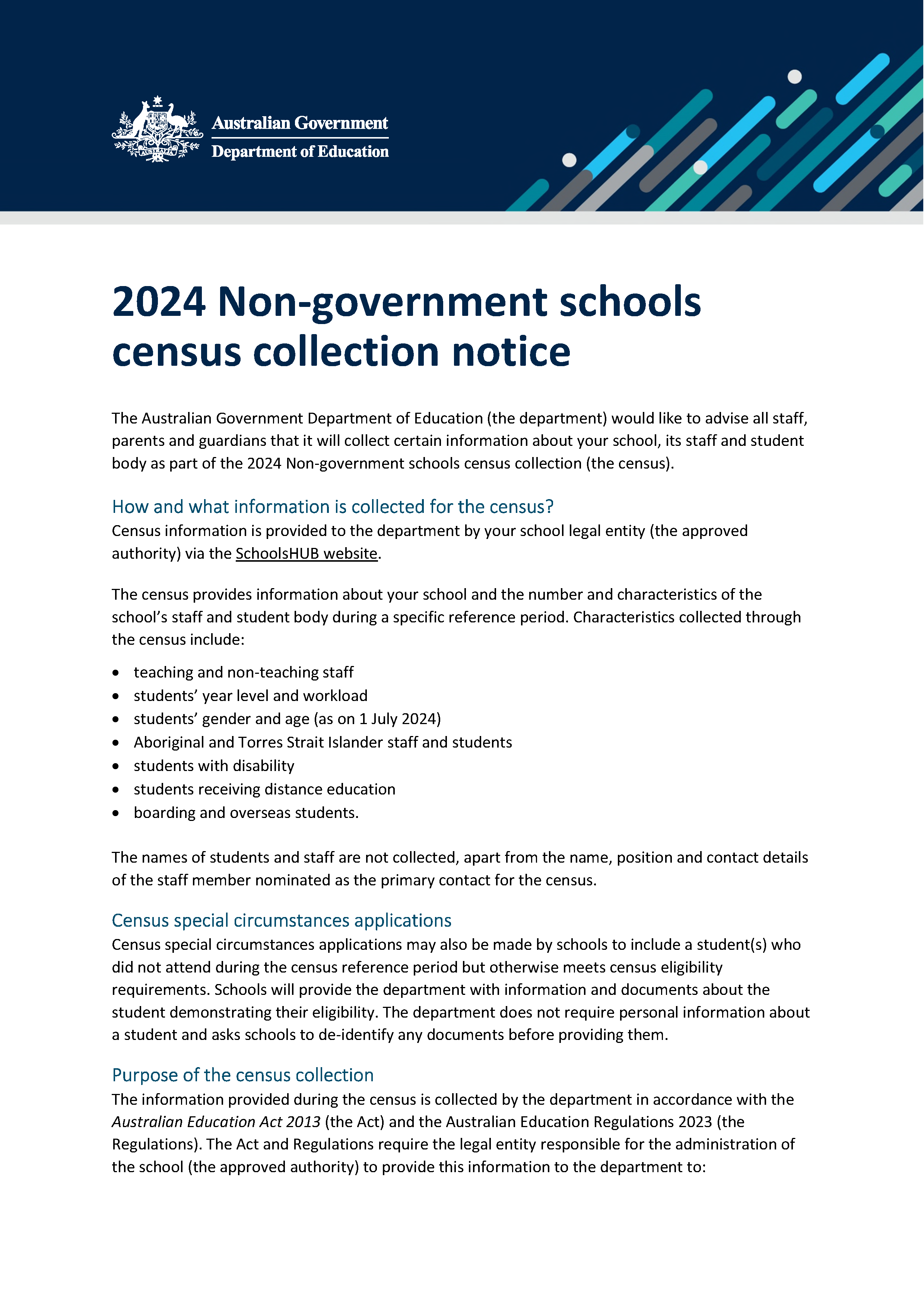 2024 Non-Government Schools Census Collection Notice | Australian Government's Dept Of Education ...