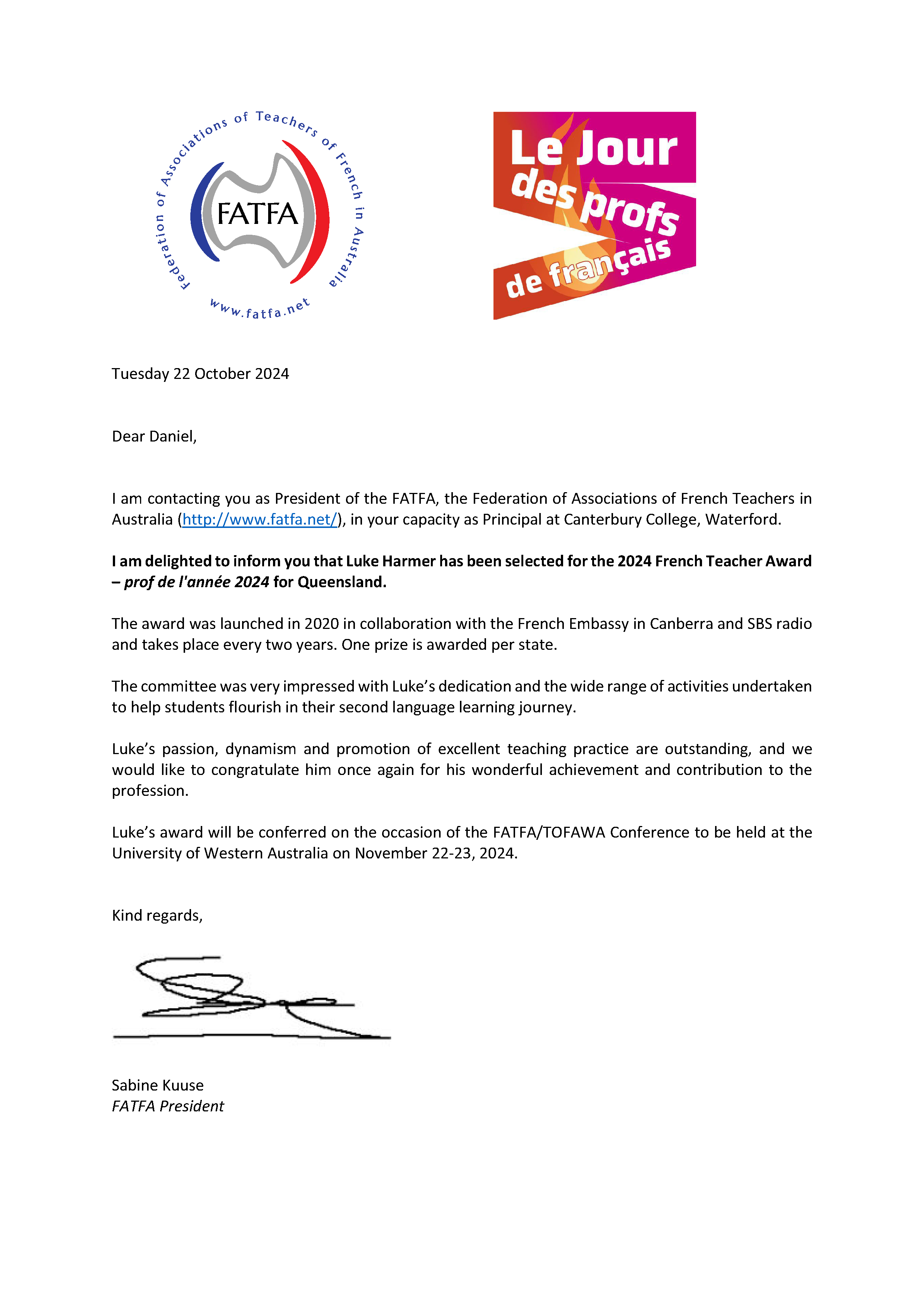 2024 French Teacher Award Queensland Winner: Mr Luke Harmer ...