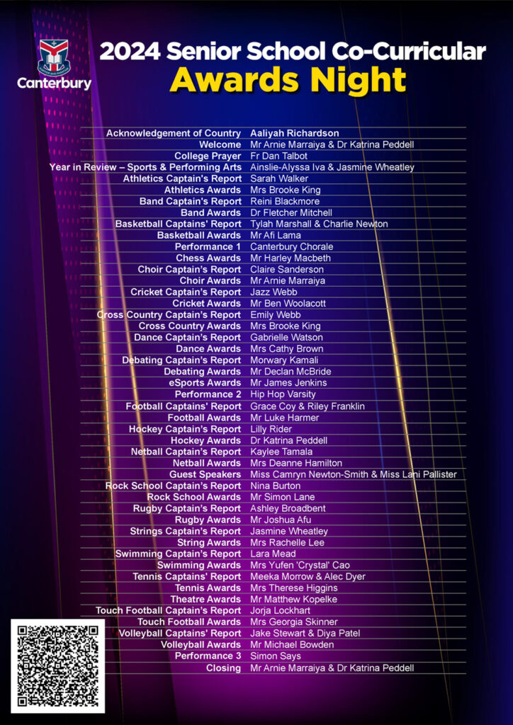 2024 Canterbury Senior School Co-Curricular Awards Night | 6pm - 8pm ...
