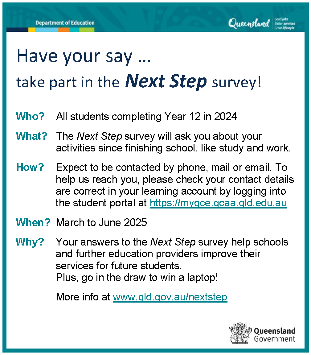 ‘Next Step’ Year 12 Completers / Graduates Survey | Advance Notice For ...
